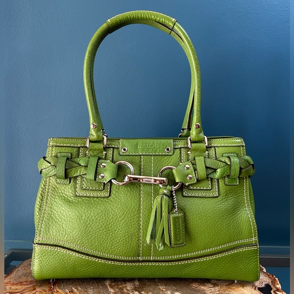 Coach | Bags | Coach Hamptons Lime Green Braided Handbag Satchel F384 ...